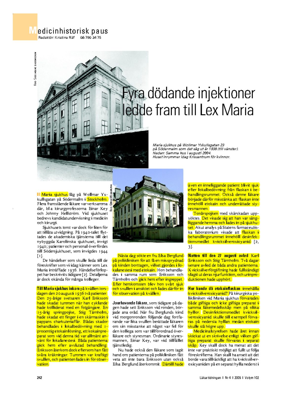 Lex Maria - En historisk översikt av händelser och konsekvenser - Studocu
