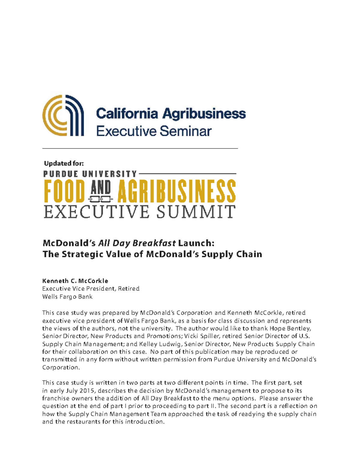 Case Study 5: All Day Breakfast Launch - Strategic Supply Chain ...
