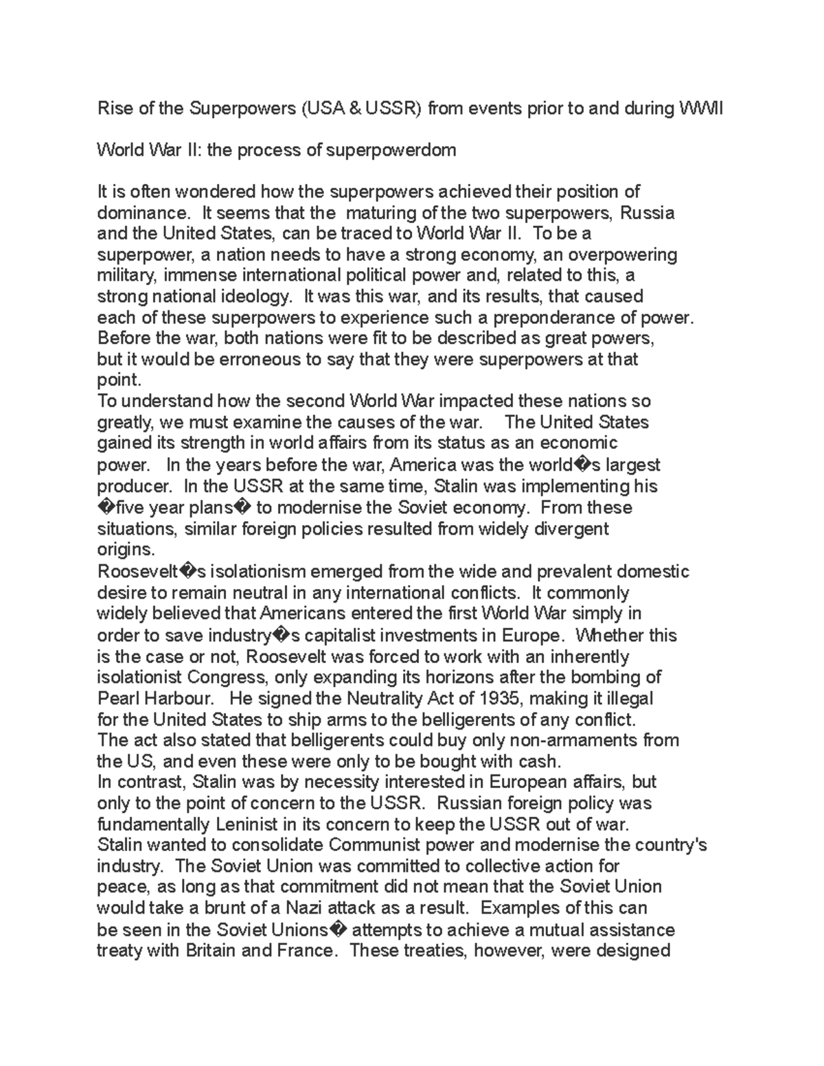 Rise of the Superpowers (USA & USSR) and Origins of Punk Rock - Studocu
