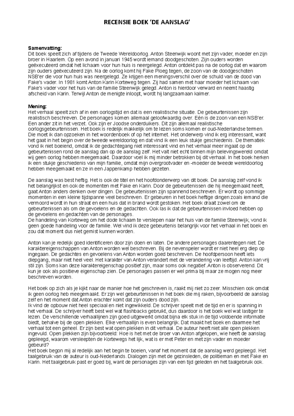 Recensie van ‘De Aanslag’ 4V1: Een Analyse van Thema's en Personages ...