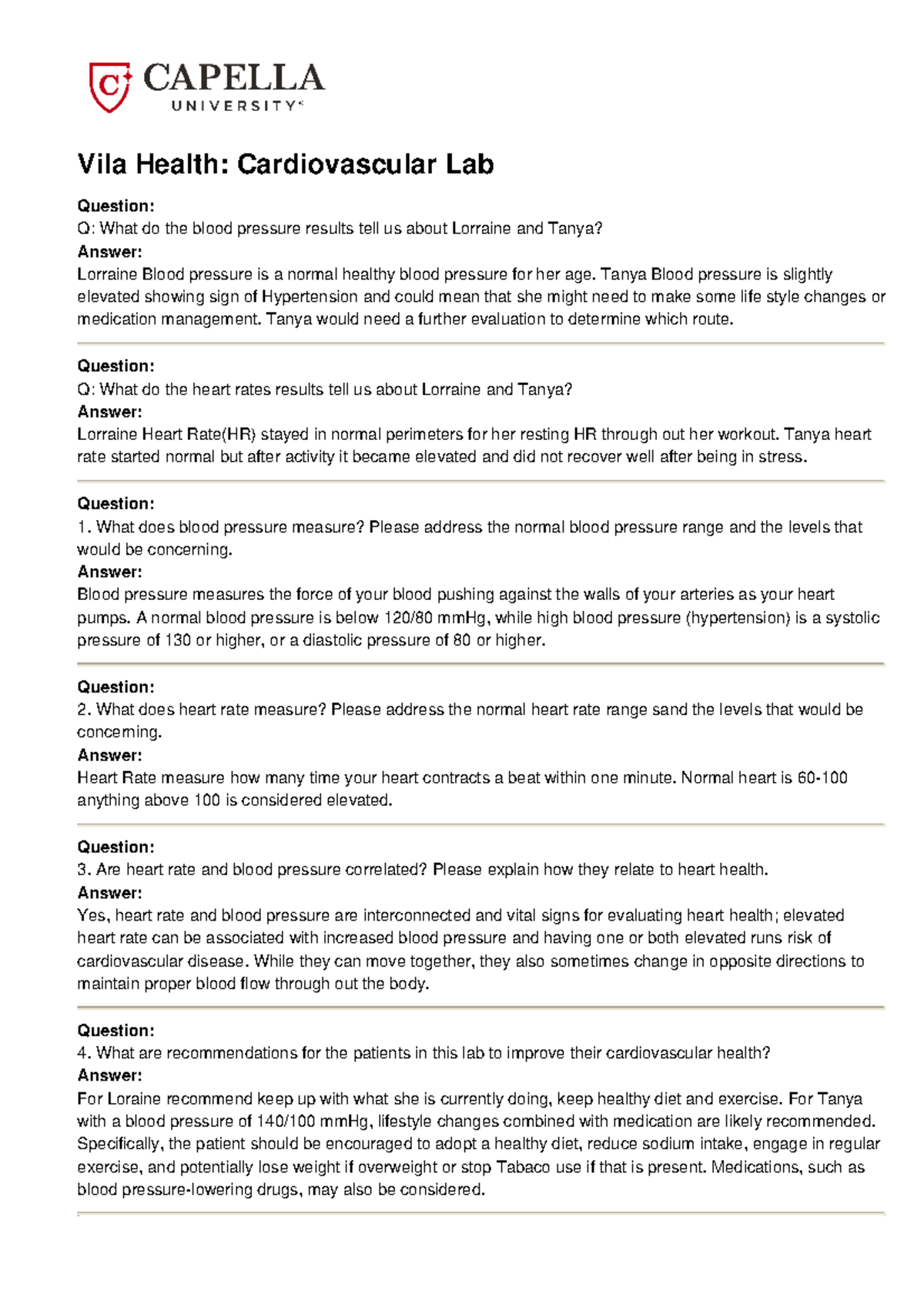 Bio1000element 19176 - Bio lab worksheet - Vila Health: Cardiovascular ...
