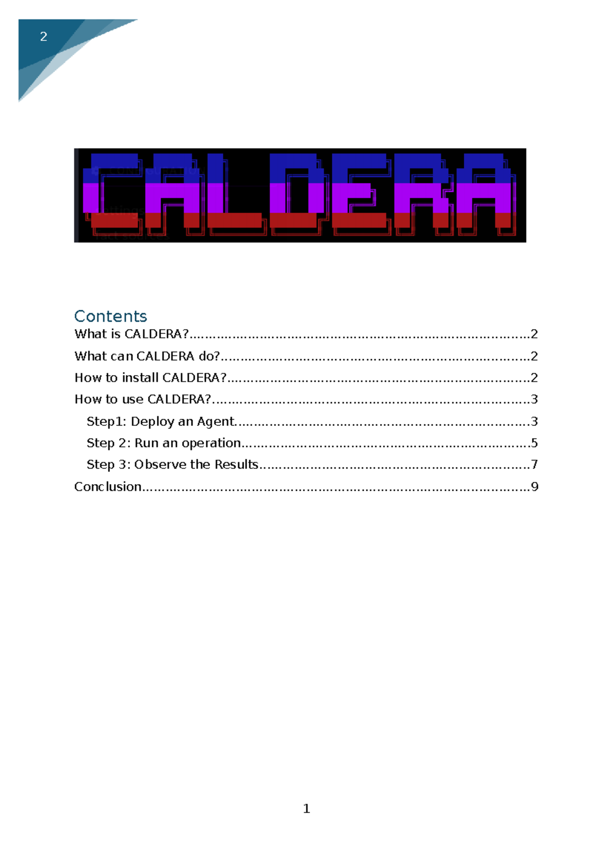 CALDERA Cybersecurity Framework Guide: Installation & Usage - Studocu