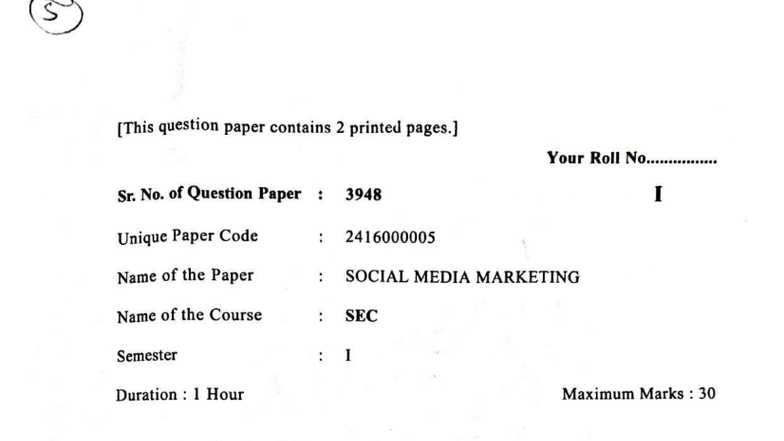 SEC 80121 Social Media Marketing - Question Paper 3948 - Studocu