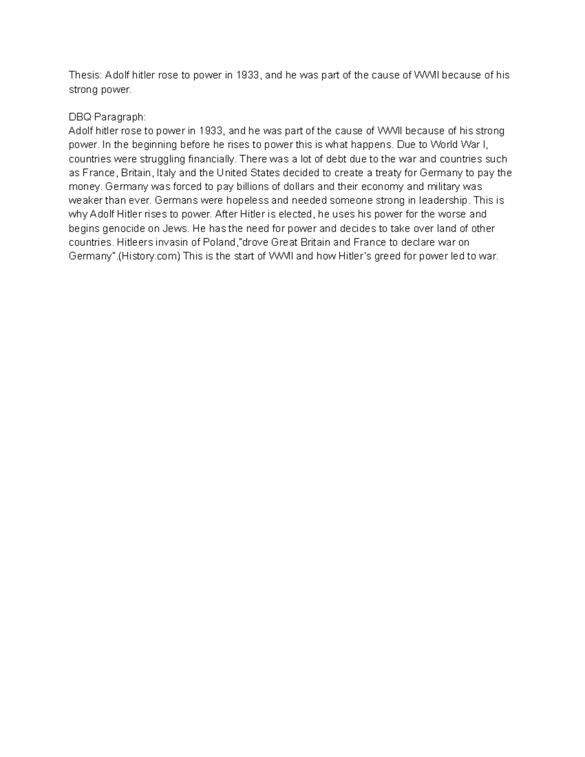 DBQ: Hitler's Rise to Power and Its Role in WW2 Causes - Studocu