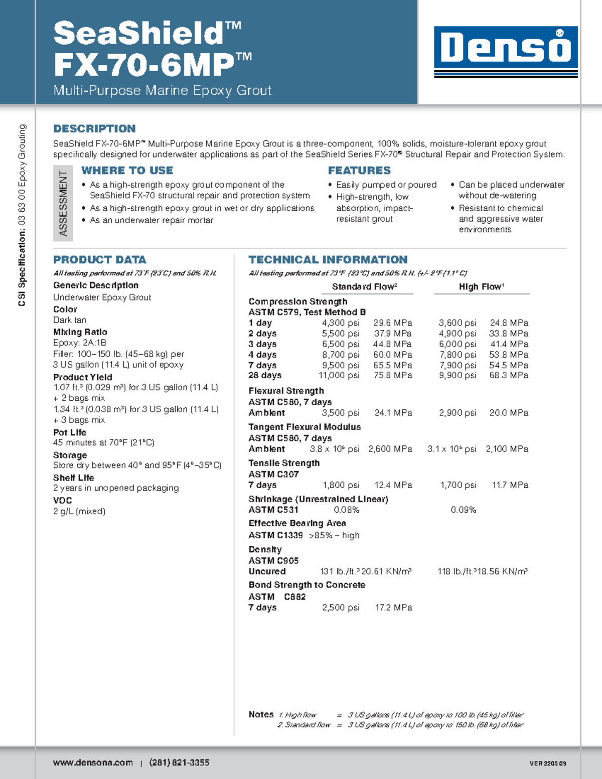 Denso SeaShield FX-70-6MP Marine Epoxy Grout Technical Guide - Studocu