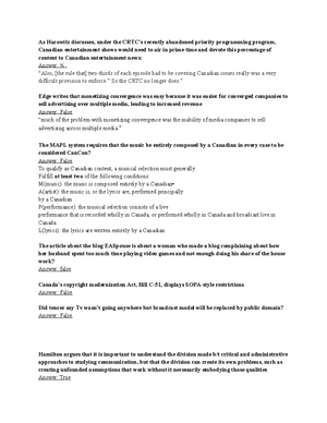 CS101 Canadian Communication in Context - Cheat Sheet - Course Topics: Communication studies in ...