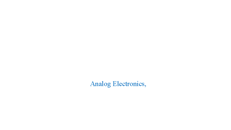 Analog Electronics Lecture Notes: Understanding Signals and Circuits ...