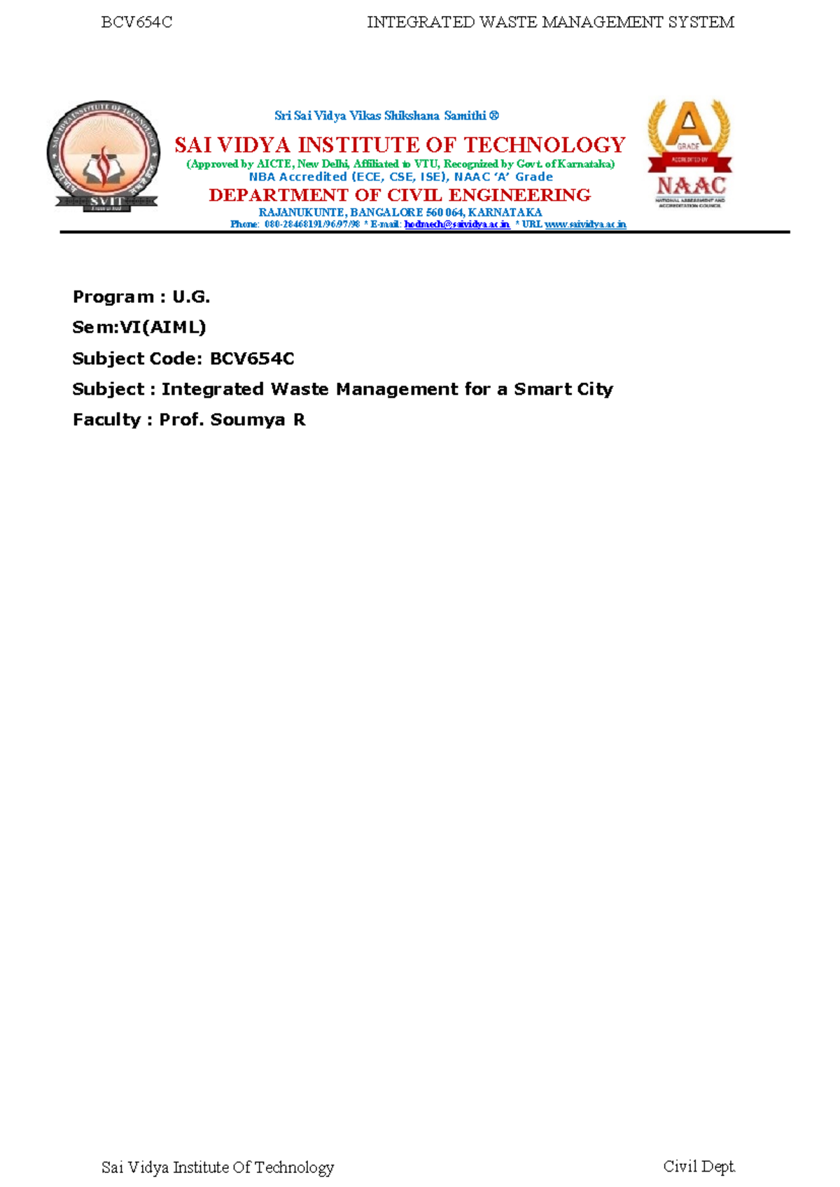 BCV654C INTEGRATED WASTE MANAGEMENT FOR SMART CITIES - MODULE 4 - Studocu