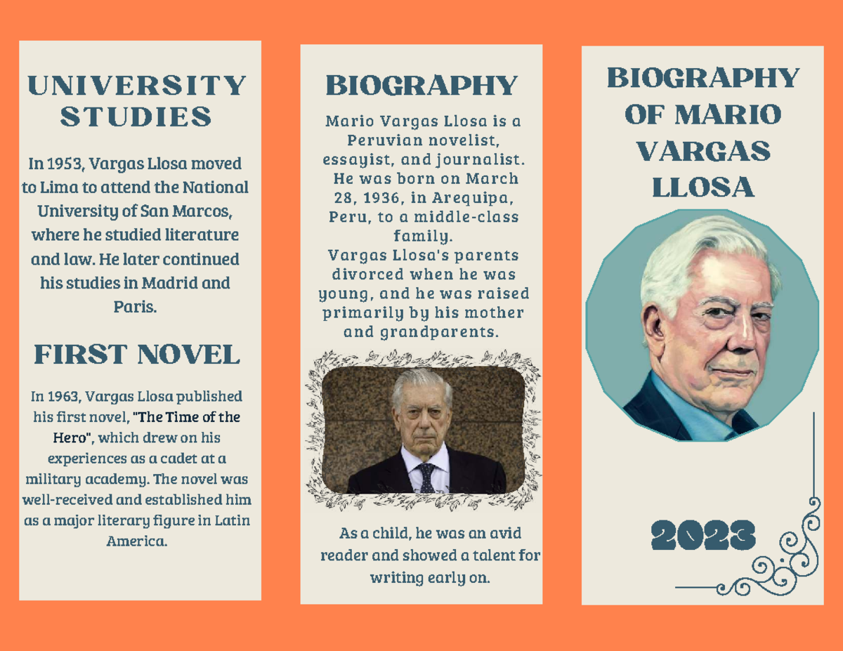 BIOGRAPHY OF MARIO VARGAS LLOSA - UNIVERSITY STUDIES 2023 - Studocu