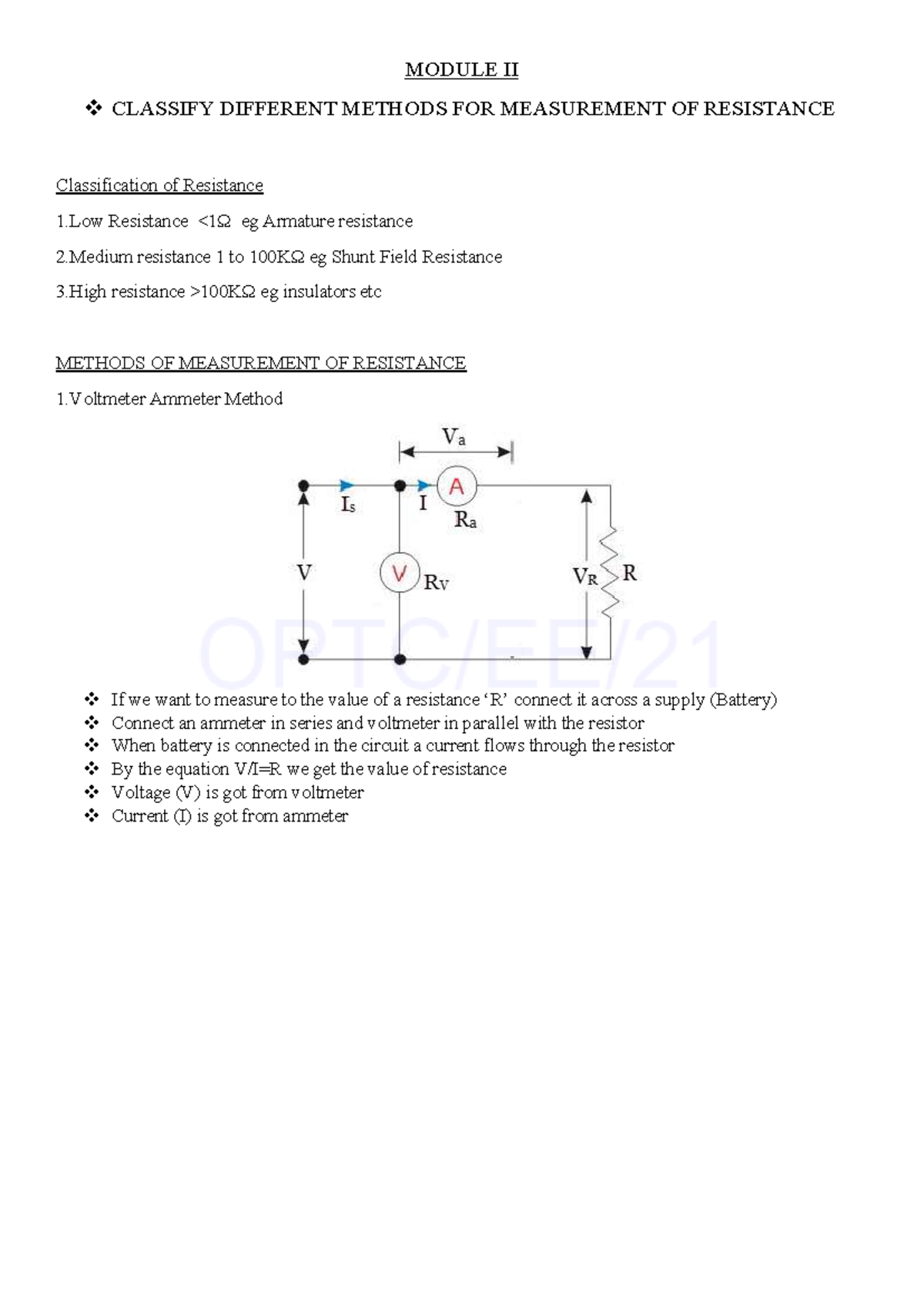 Module 2 - Methods for Measuring Resistance & Inductance - Studocu