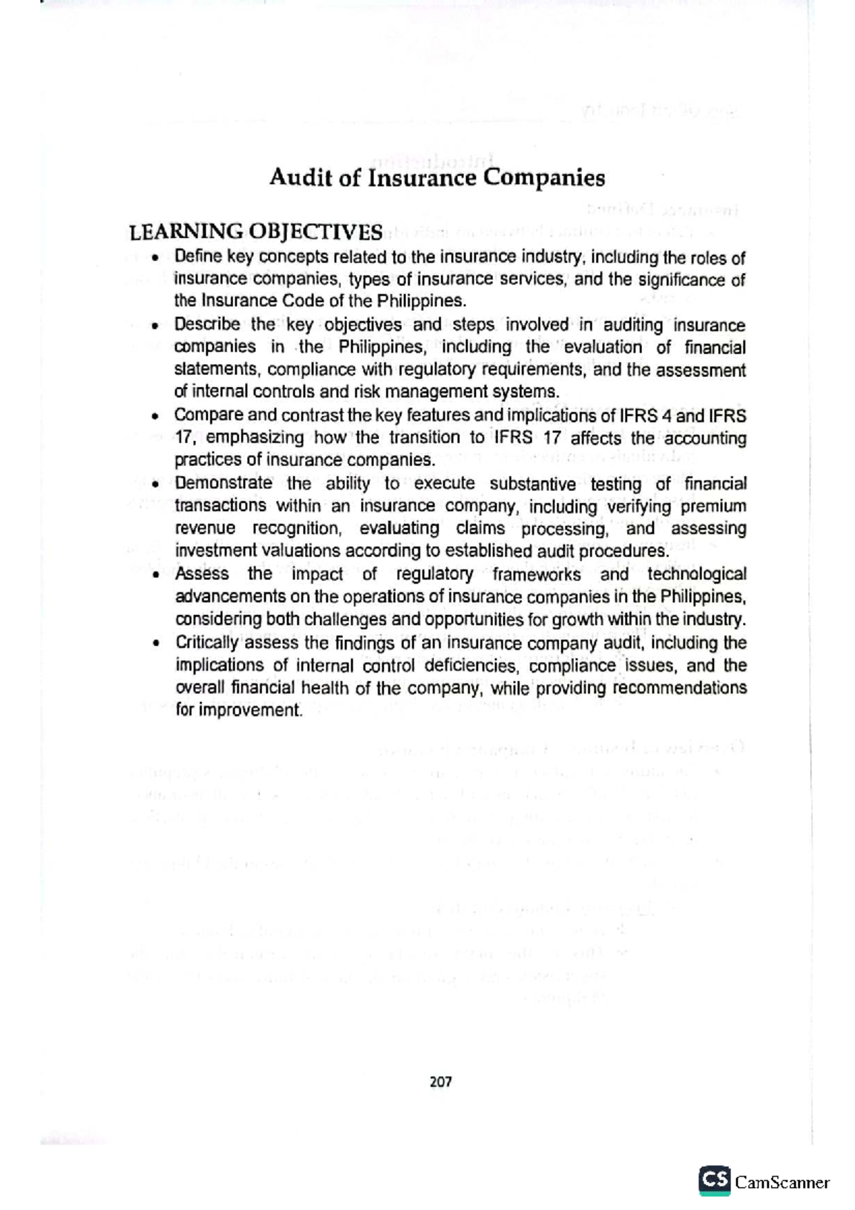 Audit of Insurance Companies: Key Concepts and Practices (207 CS) - Studocu