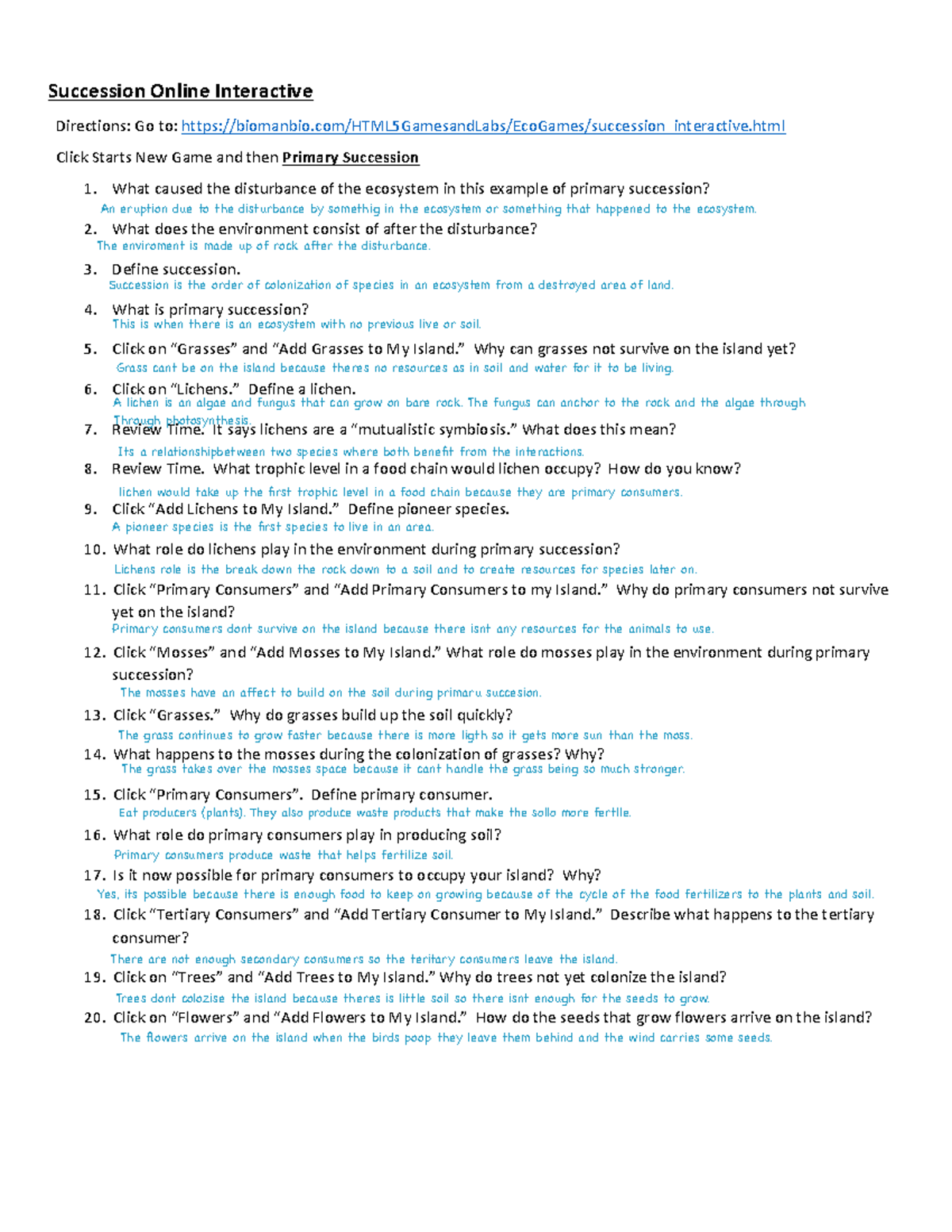 Succession Case Study - Bioman Interactive Analysis - Studocu