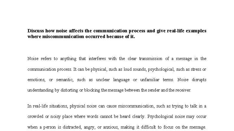 Noise and Its Impact on Communication: Real-Life Miscommunication ...