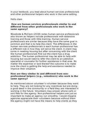 HSE 101- 7-1 Discussion Models of Service Delivery - In your textbook, you read about the ...