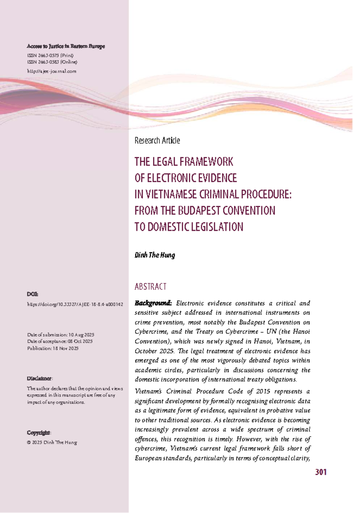Legal Framework of Electronic Evidence in Vietnamese Criminal Procedure ...
