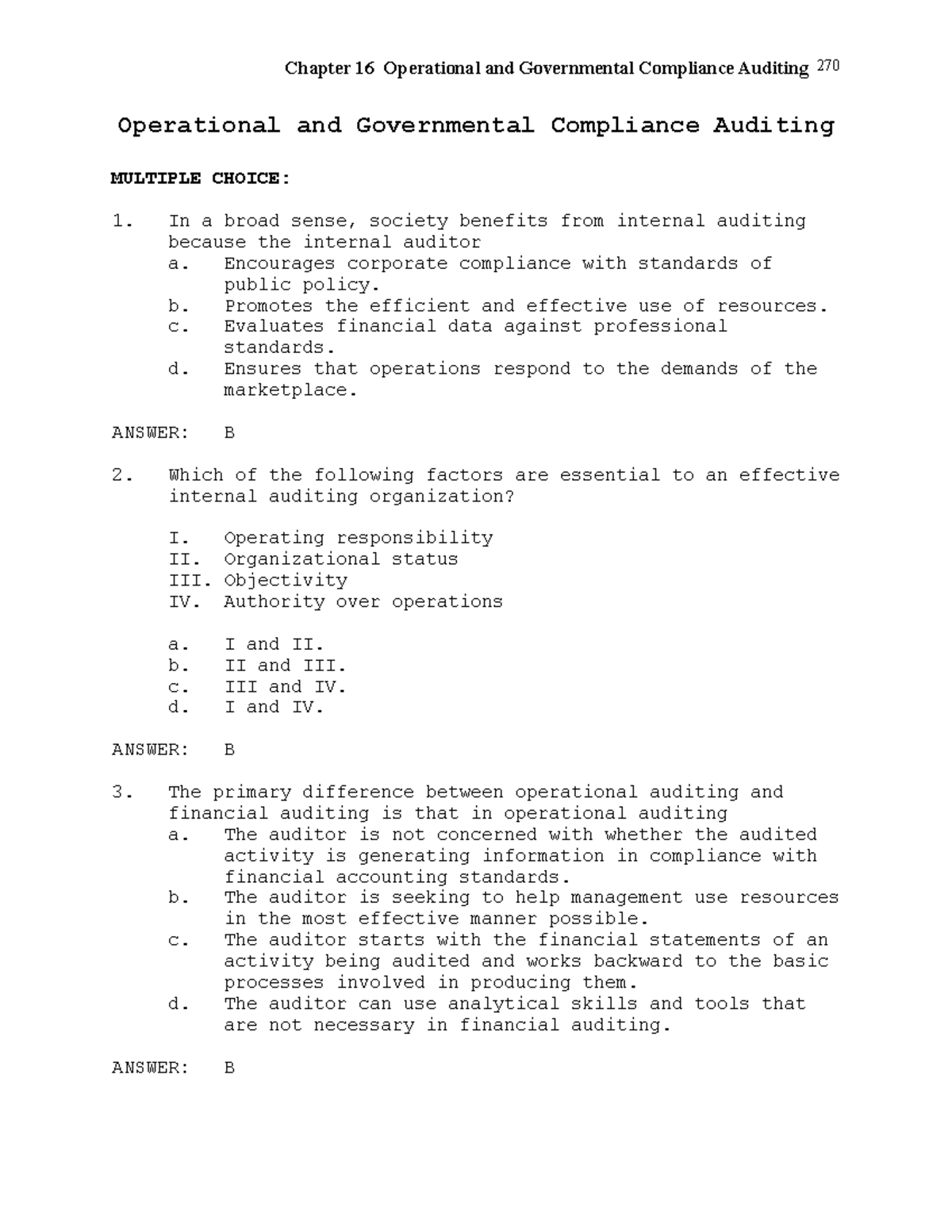 Ch16 - Operational and Governmental Compliance Auditing - Chapter 16 Operational and ...