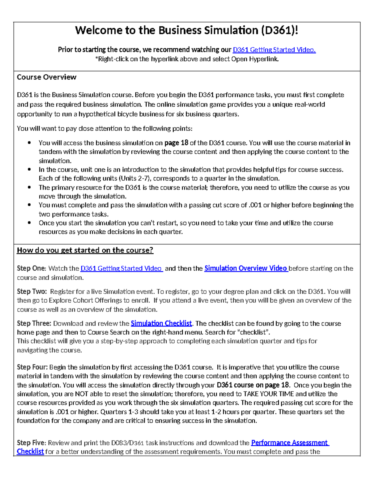 D361 Business Simulation Course Overview & Resources Guide - Studocu