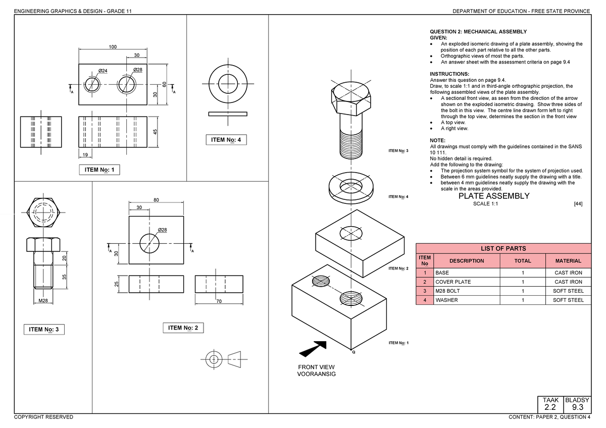CD 2.2 - P 9.3 - Grade 11 - Mechanical Assembly Drawing Instructions ...