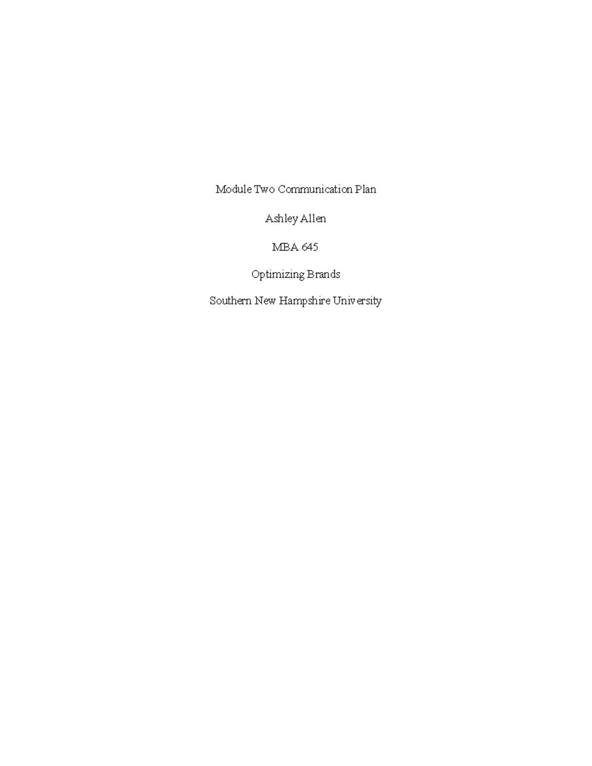 MBA 645 Module Two Stakeholder Communication Strategy Plan - Studocu