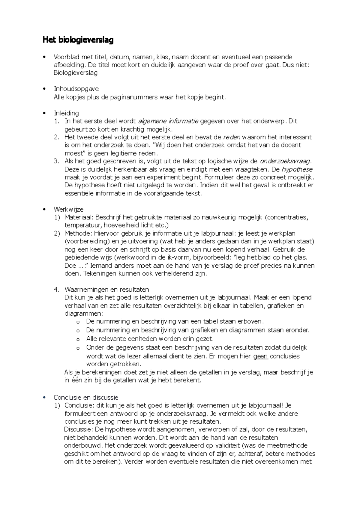Formaat Biologie Verslag: Richtlijnen en Structuur - Studeersnel