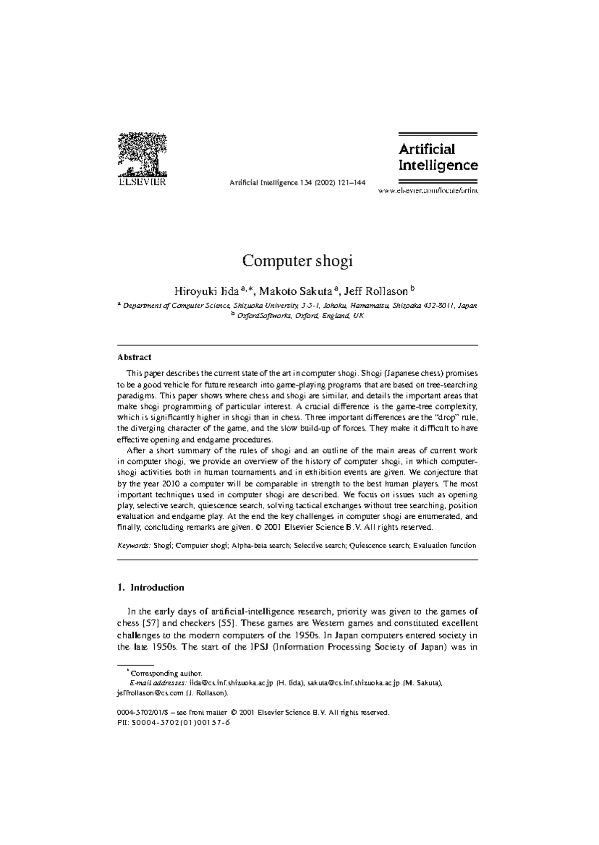 Computer Shogi: Advances and Challenges in AI Programming (AI 134, 2002 ...