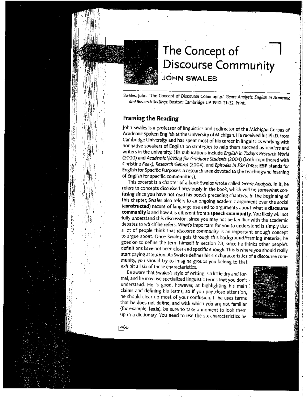Swales' Concept of Discourse Community: An Analysis of Genre - Studocu