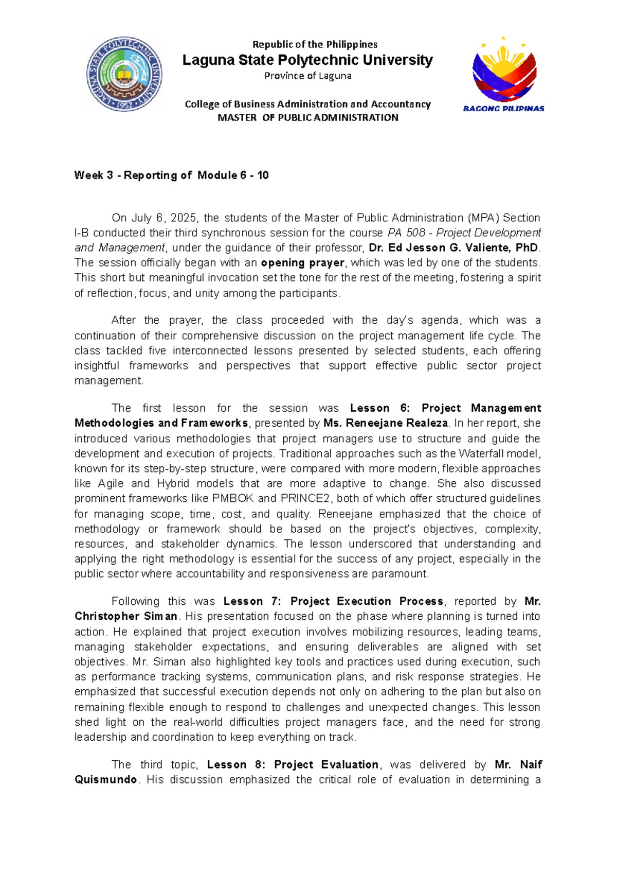 PA 508 MPA Week 3 & 4: Midterm Exam & Project Proposal Presentations ...