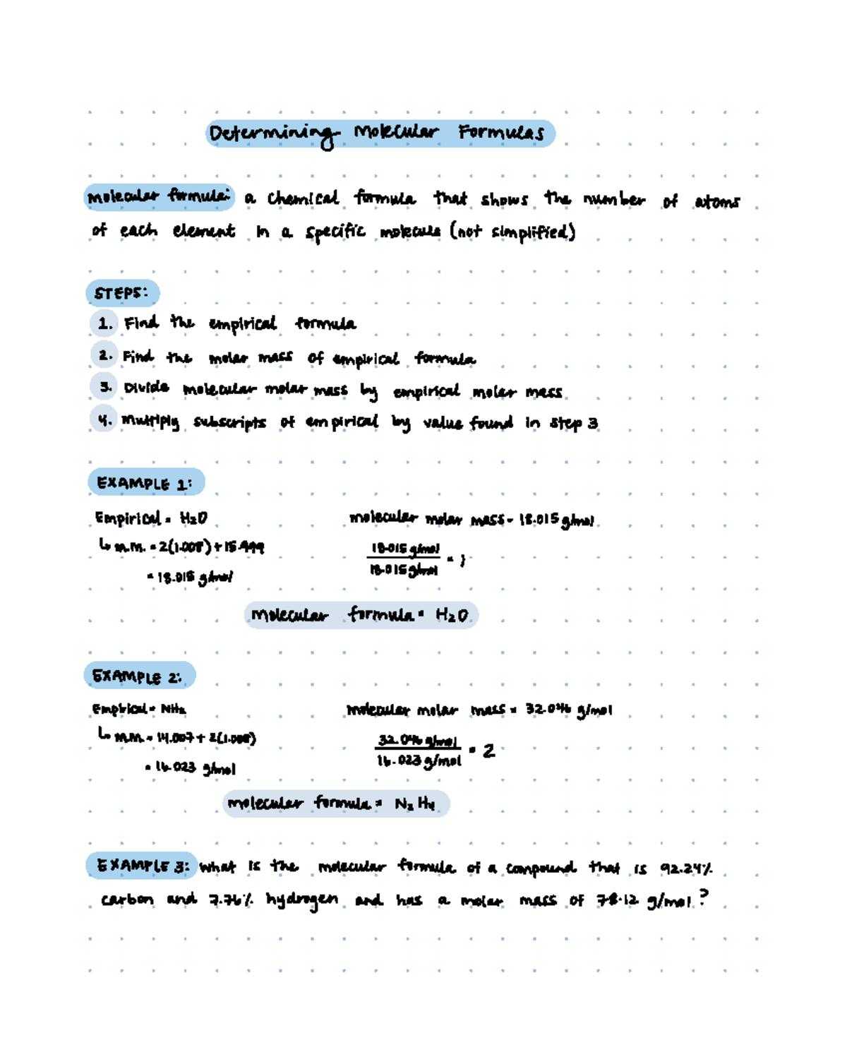 Determining Molecular Formulas: Notes for Chem 101 - Studocu