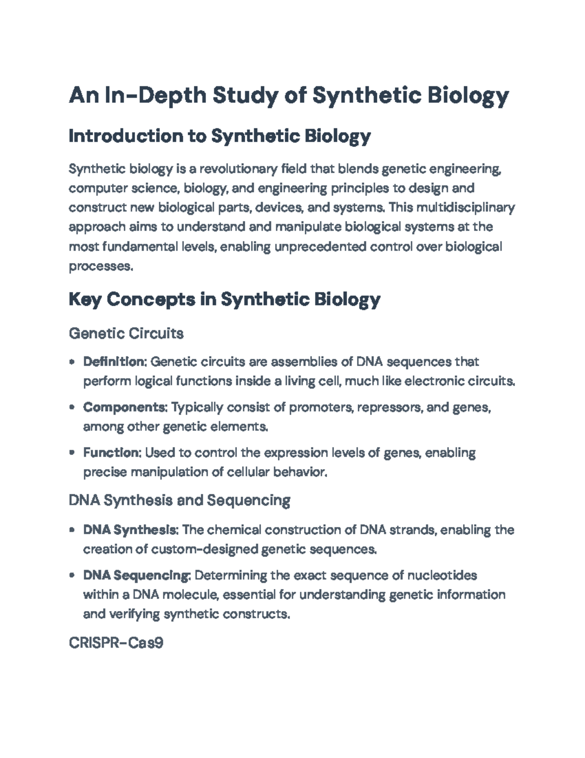 Exploring Synthetic Biology: Principles, Applications, and Ethics - An ...