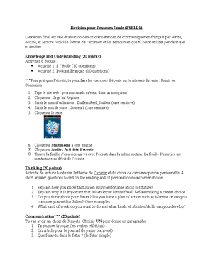 Core French - Grade: 9 - High School - Canada - Studocu