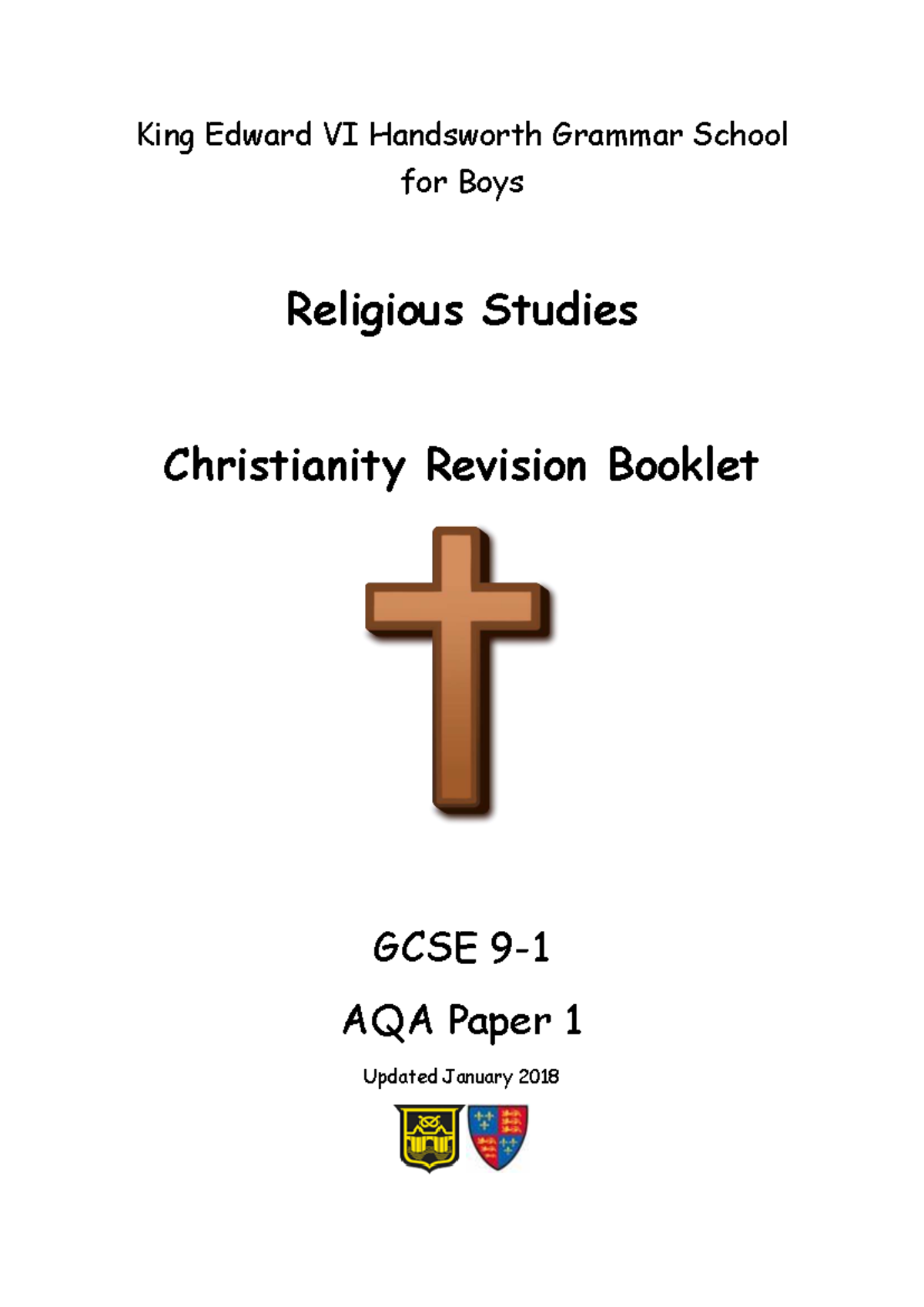 Christianity Revision Booklet for GCSE AQA Paper 1 - Updated 2018 - Studocu