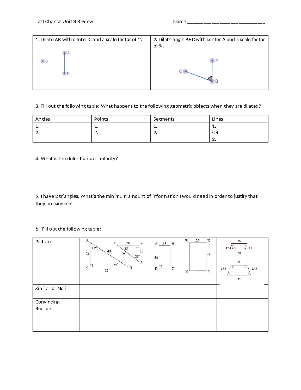 Last Chance Review - Similarity Unit 3 Notes - Studocu