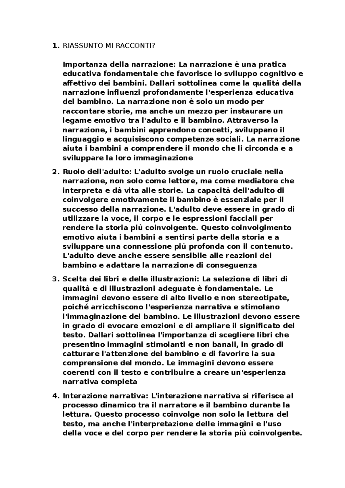Riassunto MI RACCONTI? Importanza della Narrazione nell'Educazione ...
