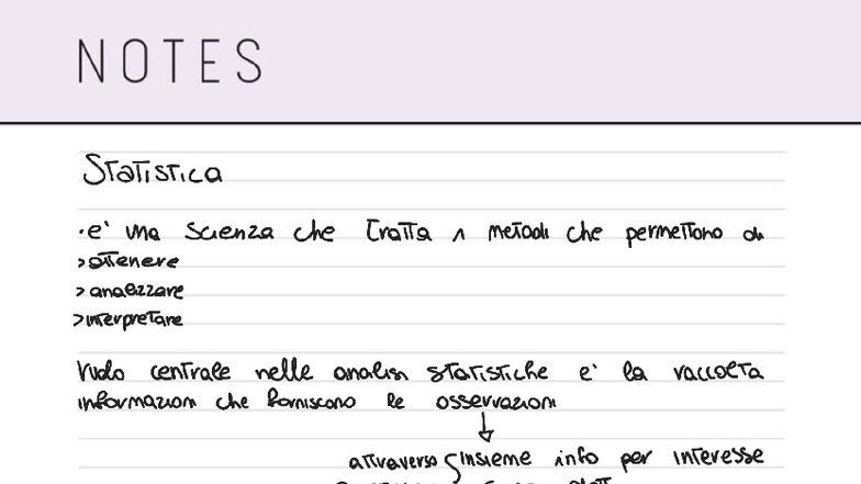 NOTES Statistica 251201: Metodi e Analisi dei Dati Statistici - Studocu
