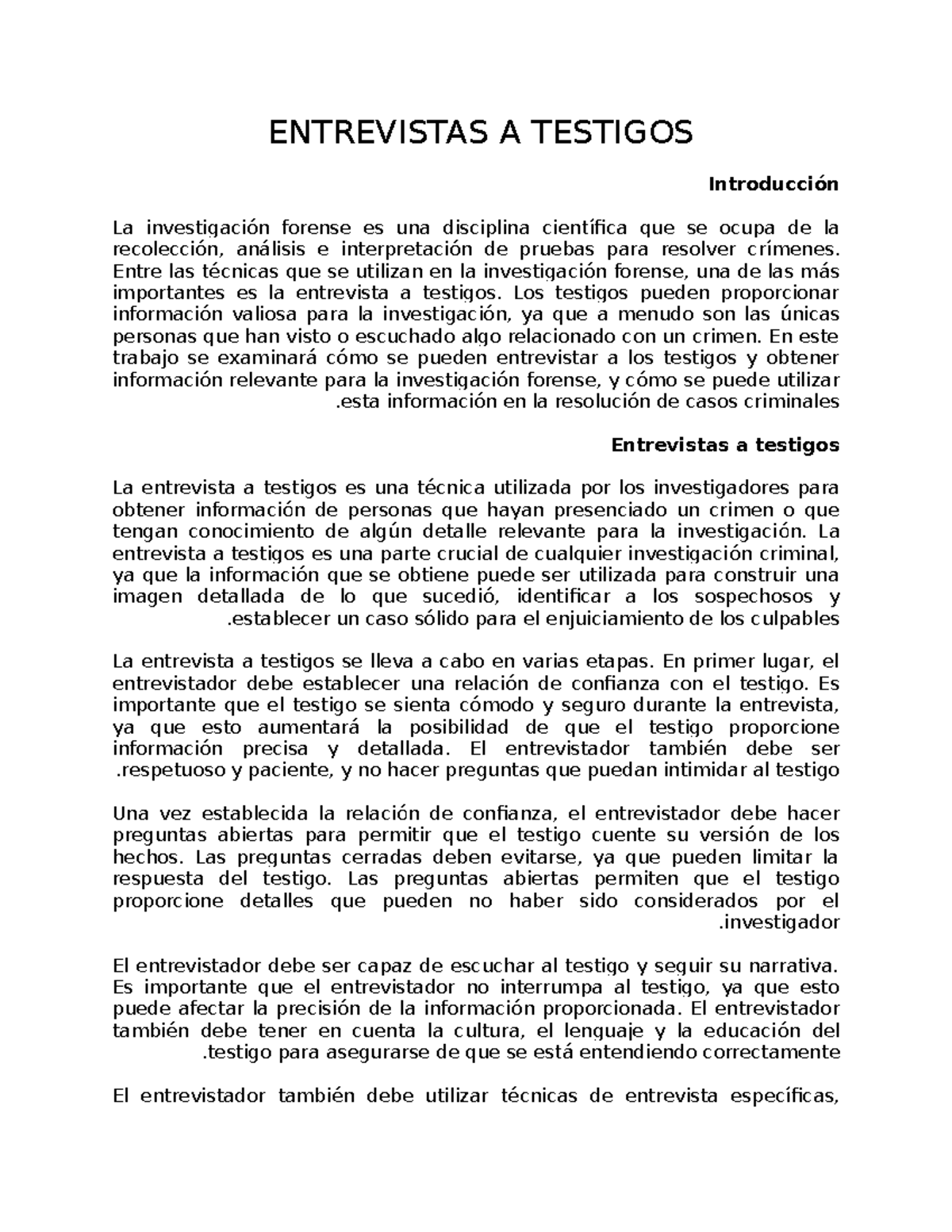 Entrevistas a Testigos en la Investigación Forense: Métodos y Técnicas ...
