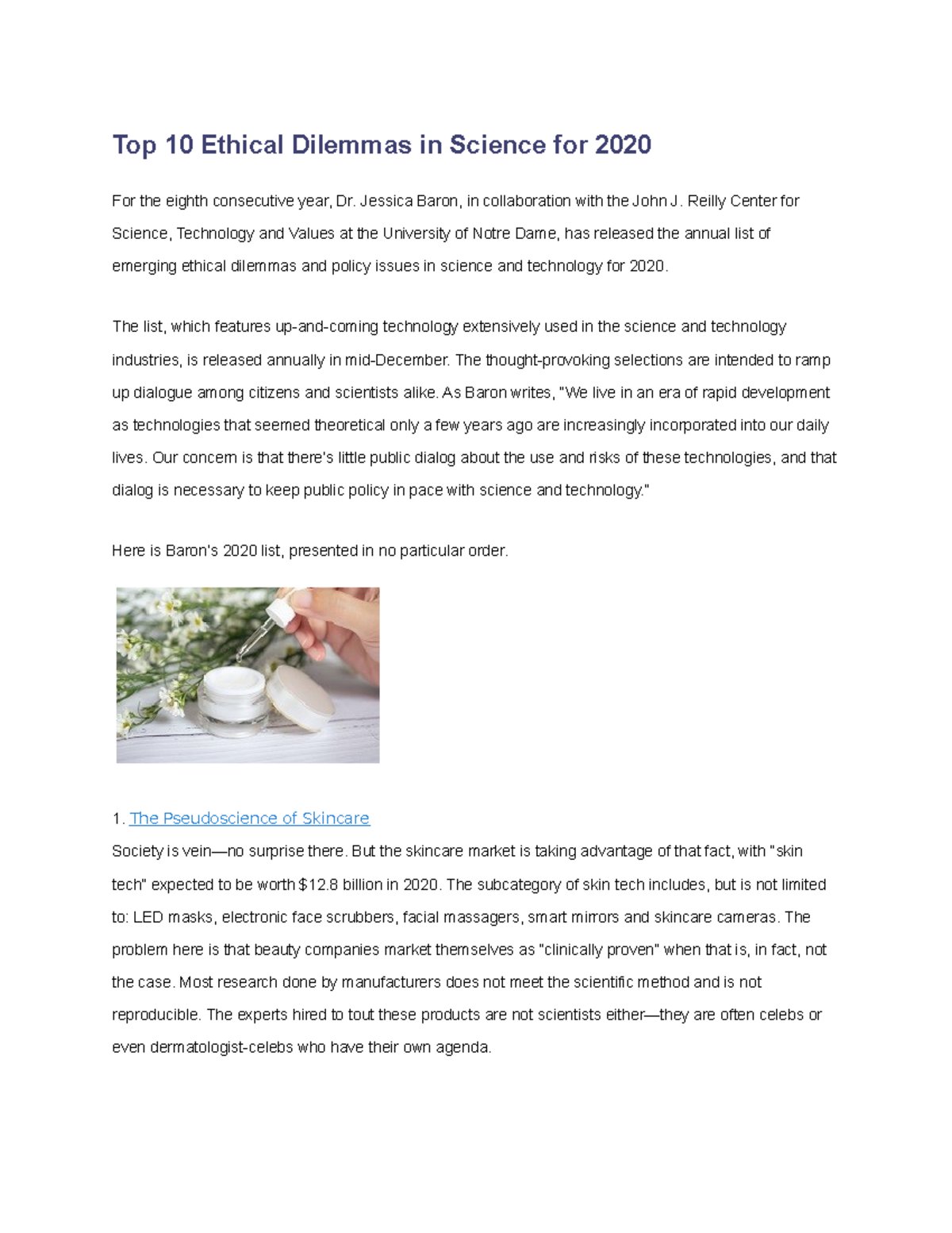 Sg1 Top 10 Ethical Dilemmas in Science and Technology for 2020 - Studocu