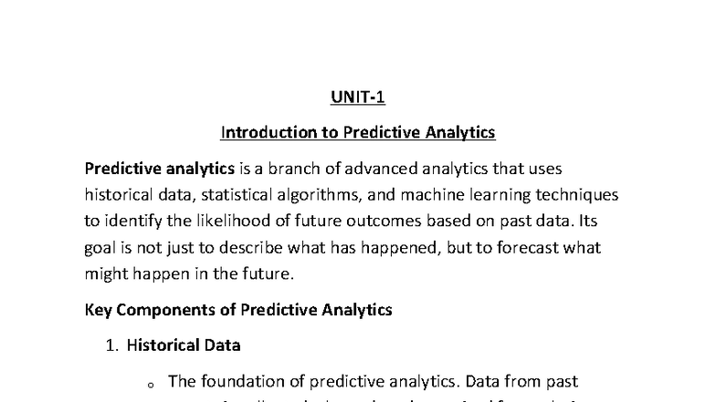 Introduction to Predictive Analytics: Key Concepts and Applications ...