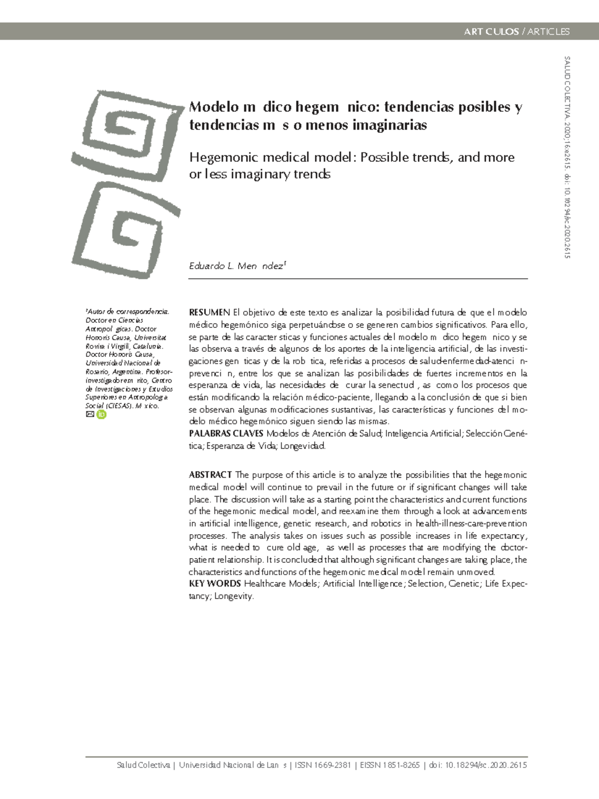 Modelo Médico Hegemónico: Tendencias Futuras y Cambios Positivos (2020 ...