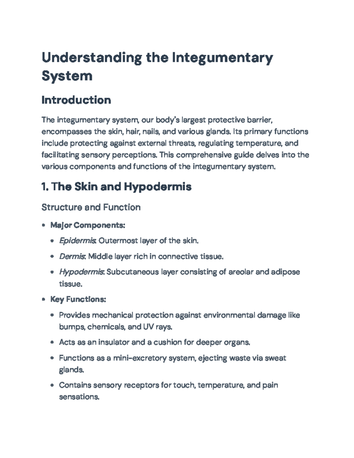 Understanding the Integumentary System: Structure & Functions (BIO 101 ...
