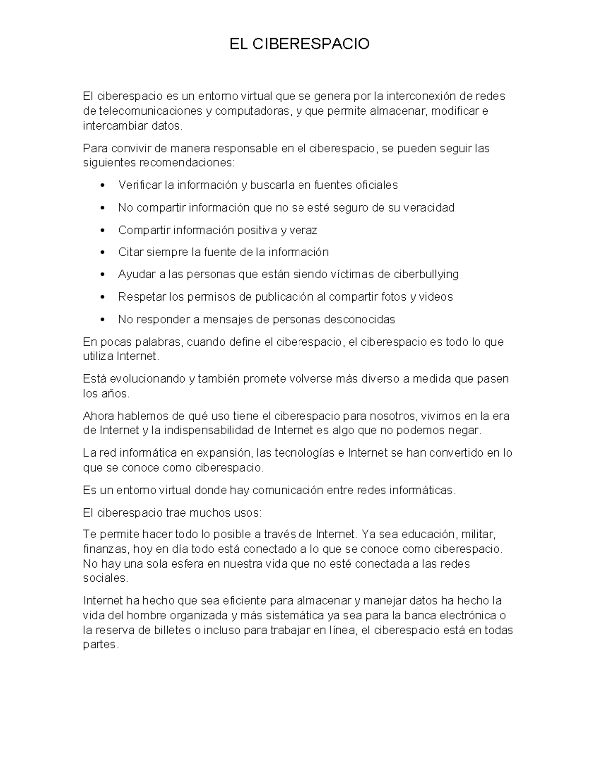 Eenm CD1 P1 E02 - El Ciberespacio: Conceptos y Recomendaciones - Studocu