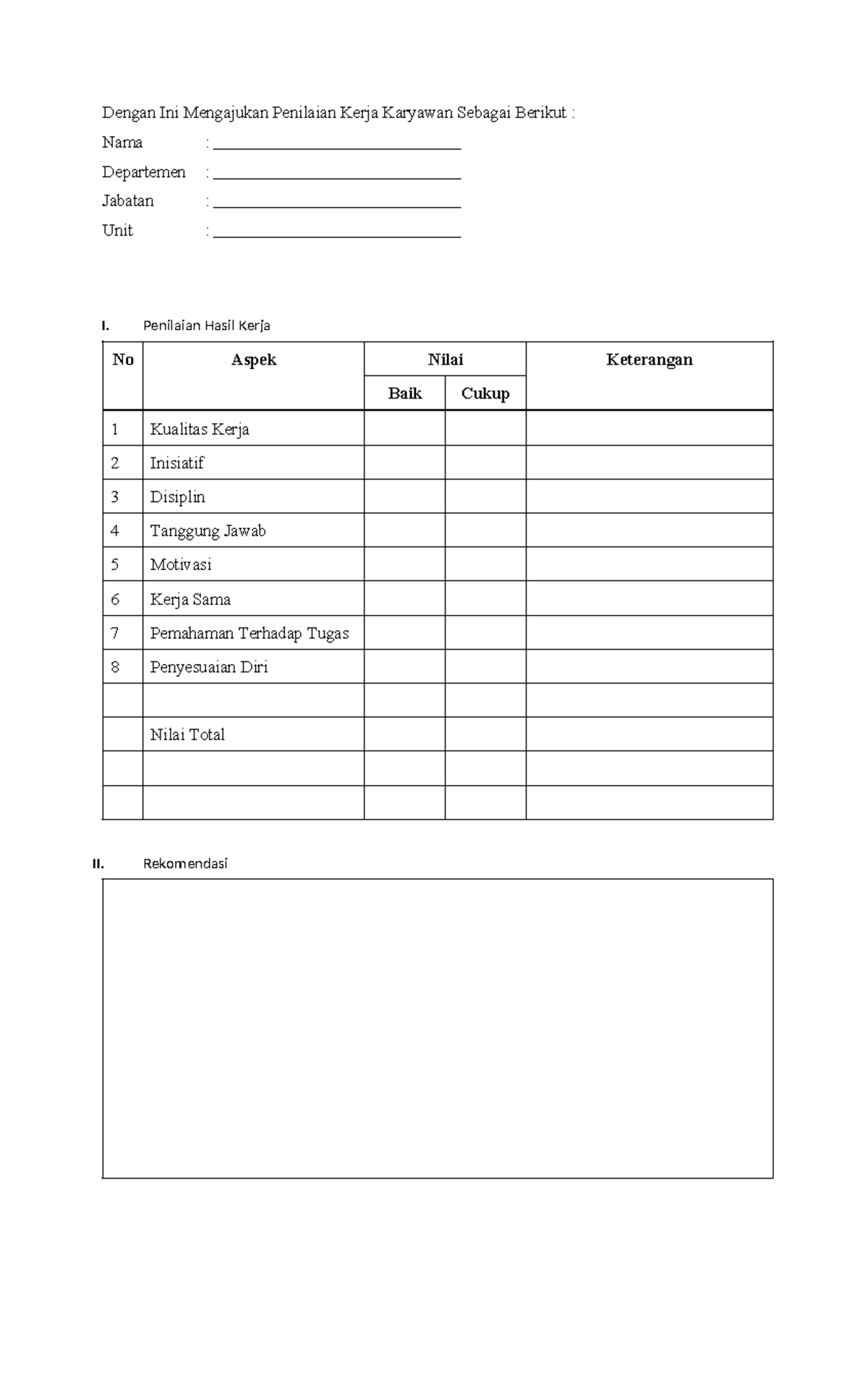 Form Penilaian Karyawan - information security - Dengan Ini Mengajukan ...