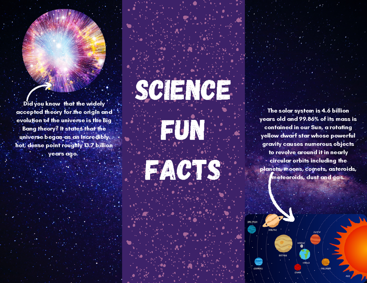 Science FUN Facts Brochure IDEA - Did you know that the widely accepted ...