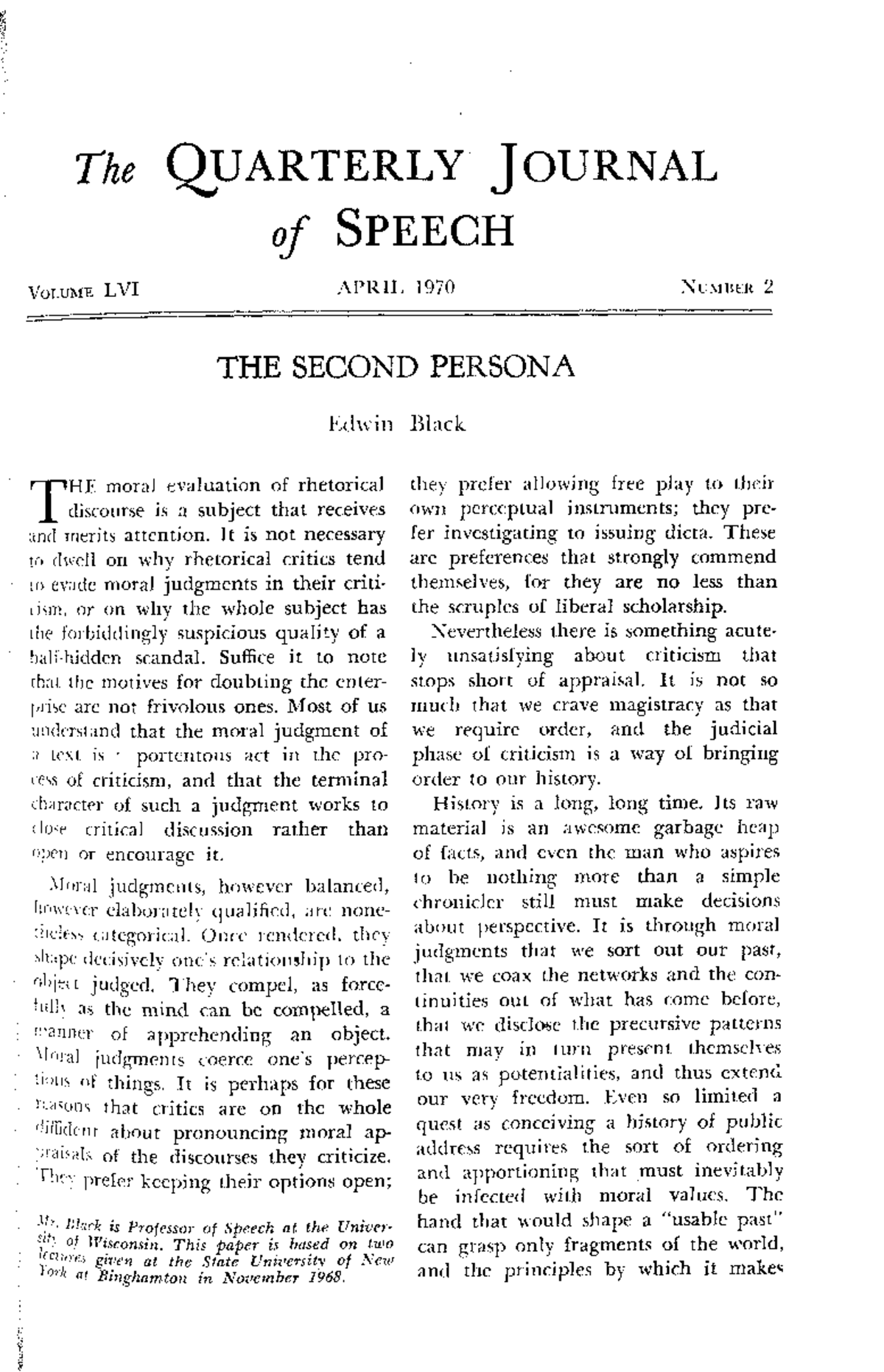 The Second Persona: Analyzing Rhetorical Discourse in Political ...