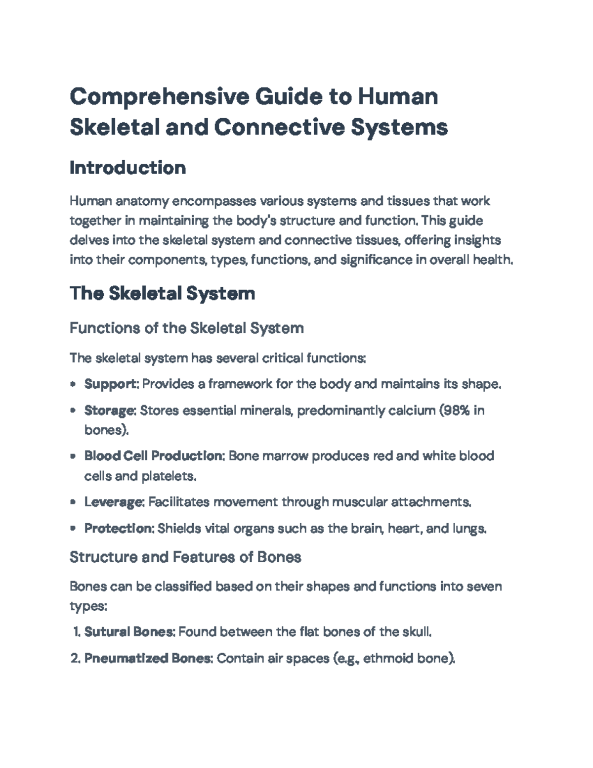 Comprehensive Guide to Human Skeletal and Connective Systems ...