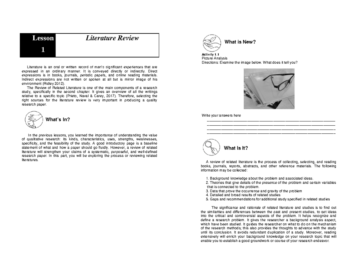 Literature Review Guide: Selecting, Citing & Synthesizing Sources (MOD ...