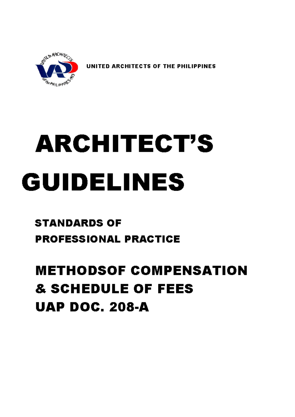 UAP DOC. 208-A: Architect's Guidelines on Professional Practice & Fees ...