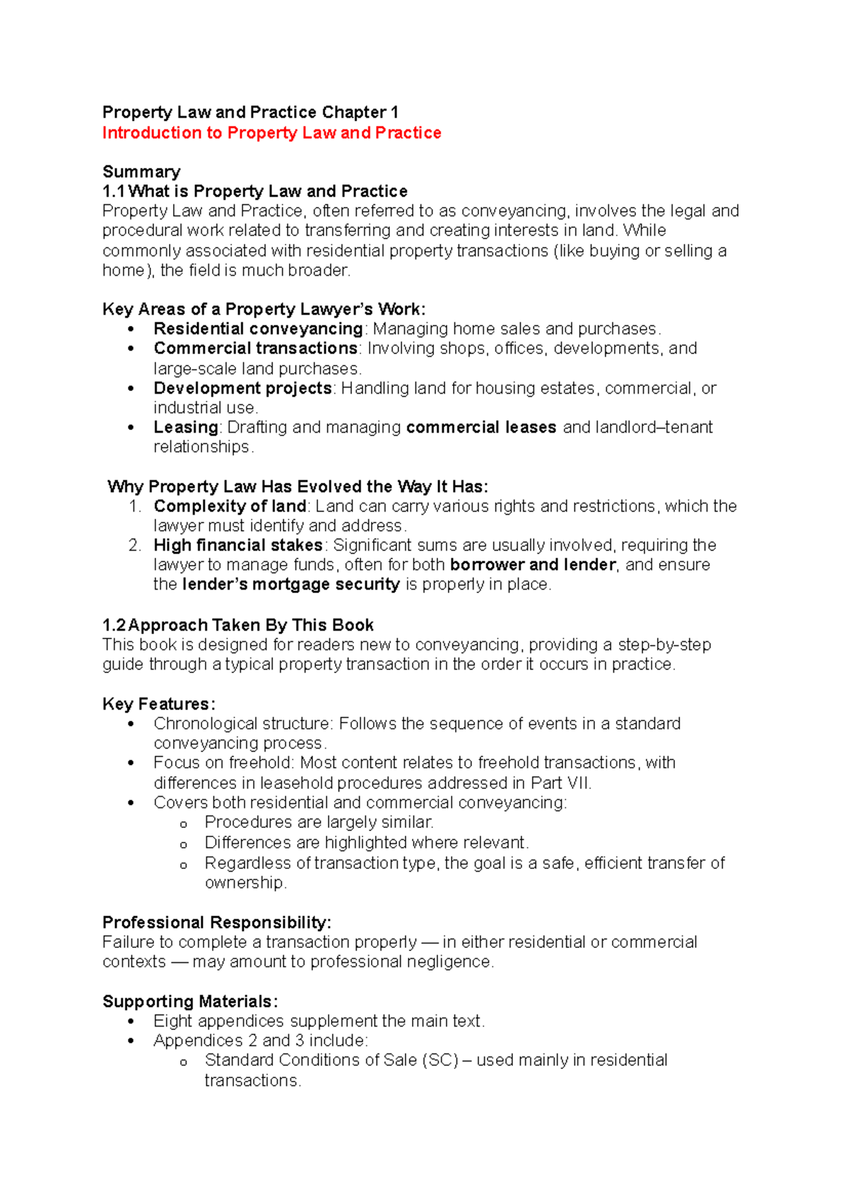 Chapter 1 Summary of Property Law and Practice (PLAP) - Studocu