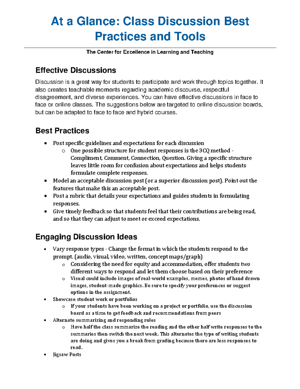 Effective Discussion Practices: A Guide for Online Classes - Studocu