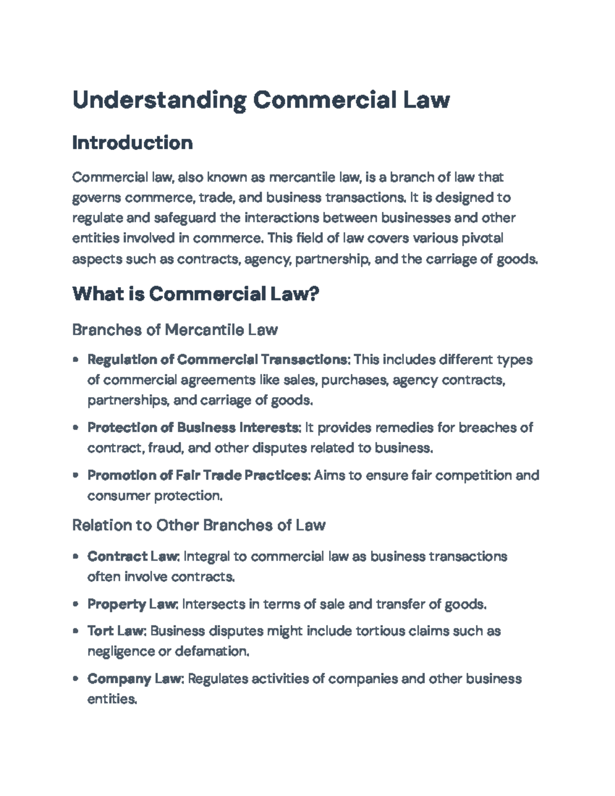 Understanding Commercial Law: An Overview of Key Principles and ...