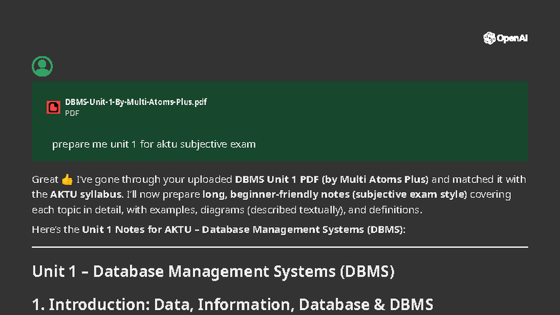 Unit 1 Notes for AKTU DBMS: Comprehensive Guide for Subjective Exams ...